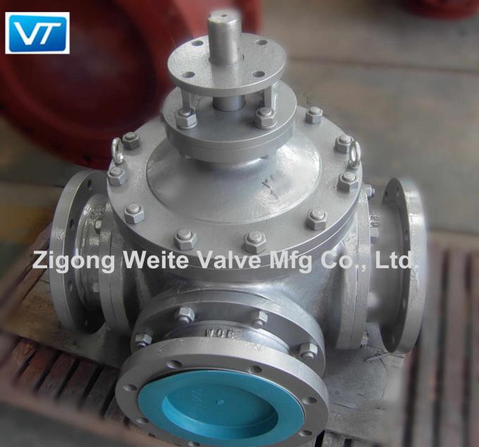 API 598 Carbon Steel Flanged Ball Valve Four Way Bare Stem Ball Valve